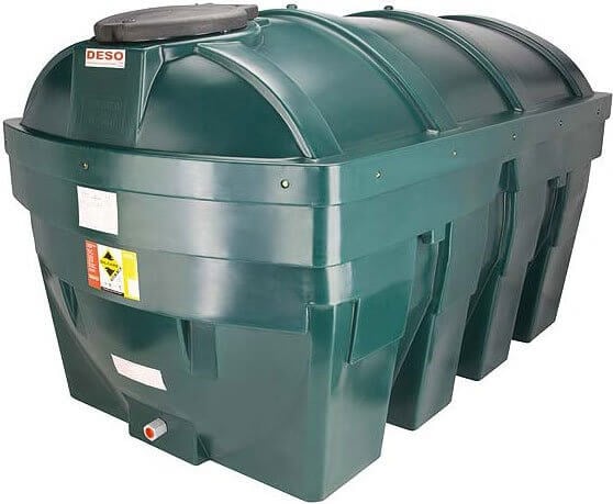 1,800 Litre Plastic Oil Storage Tank (Horizontal) - Yellow Shield